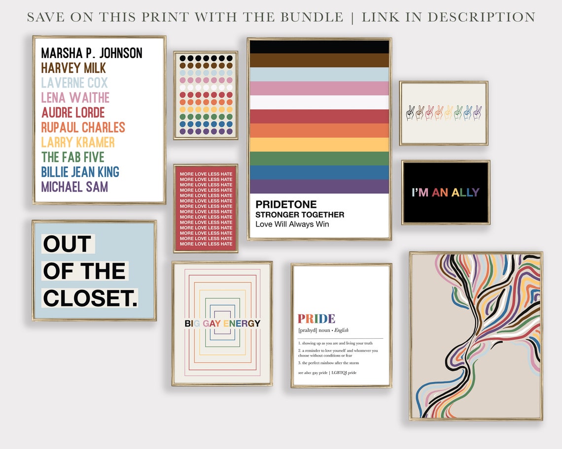 Subtle Pride Wall Art Holding Hands Line Art Pride Home - Etsy