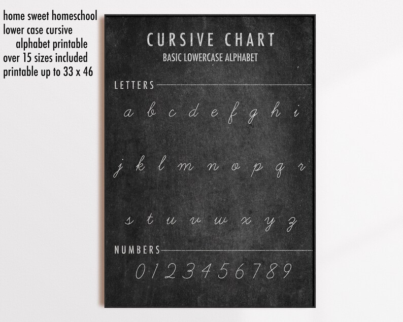 Neutral homeschool decor cursive alphabet poster alphabet | Etsy