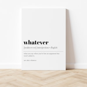 Whatever Definition Print Funny Teen Gift Funny Home Decor | Etsy