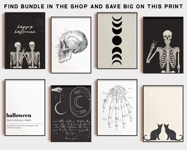 Skeleton Print | Halloween Printable Wall Art | Halloween Decor ...
