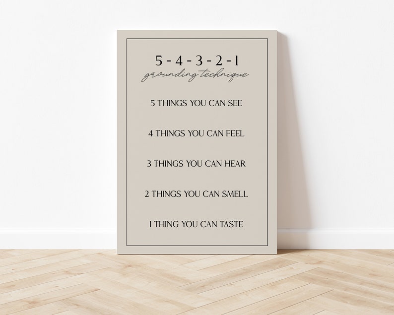 54321 Grounding Technique Print Minimalist Therapy Wall Art - Etsy