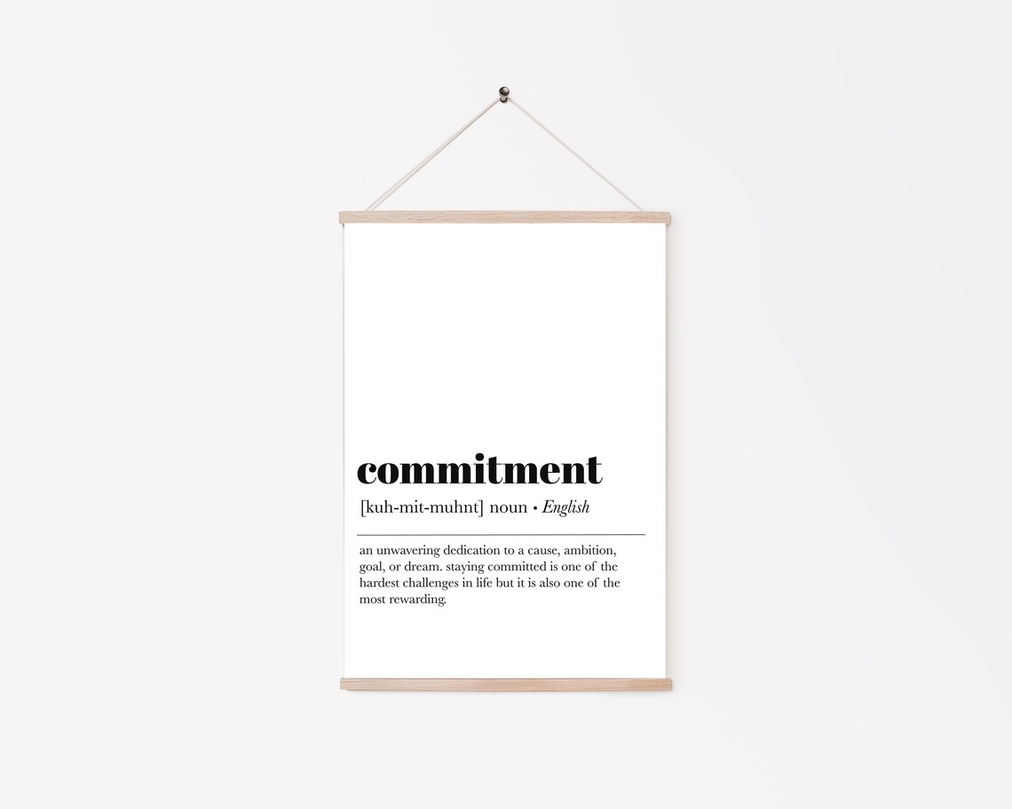 Commitment Definition Print Home Office Wall Art | Etsy