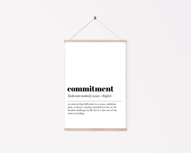 Commitment Definition Print Home Office Wall Art | Etsy