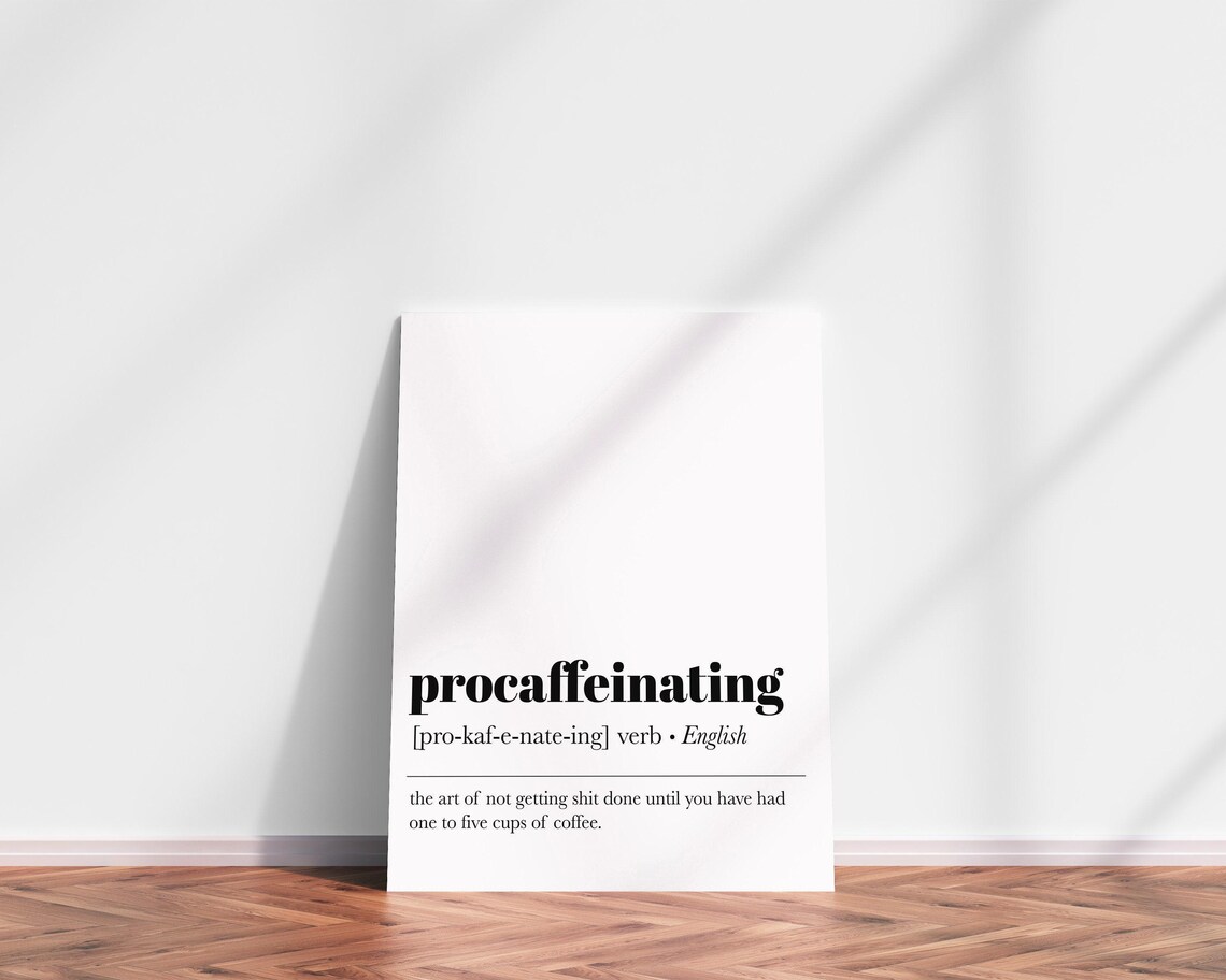 Coffee Bar Print | Procaffeinating Definition Print | Coffee Bar ...