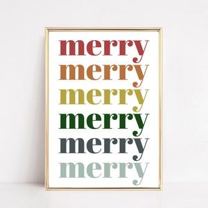 Printable Holiday Decor Merry Merry Merry Art Print | Etsy