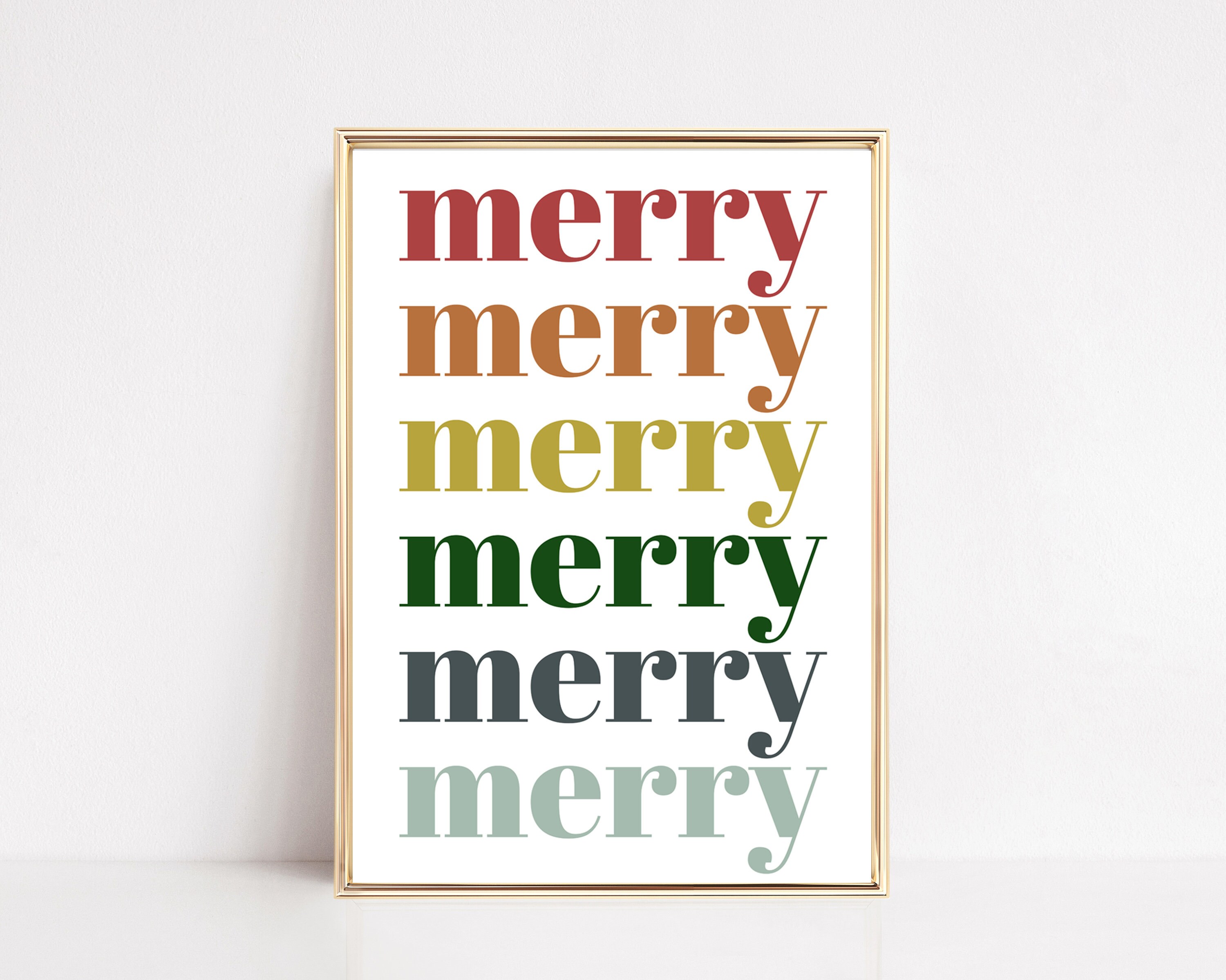 Printable Holiday Decor Merry Merry Merry Art Print - Etsy