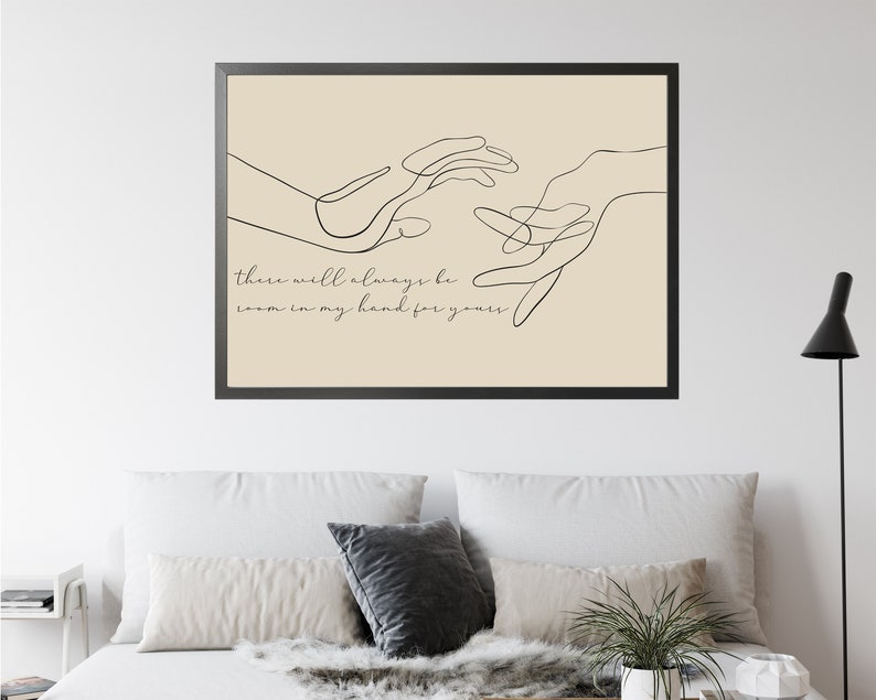 Fine Line Hands Print Love Quote Print One Line Drawing - Etsy
