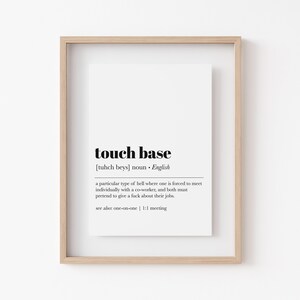 Funny Office Wall Art | Touch Base Definition Print | Cubicle Decor ...