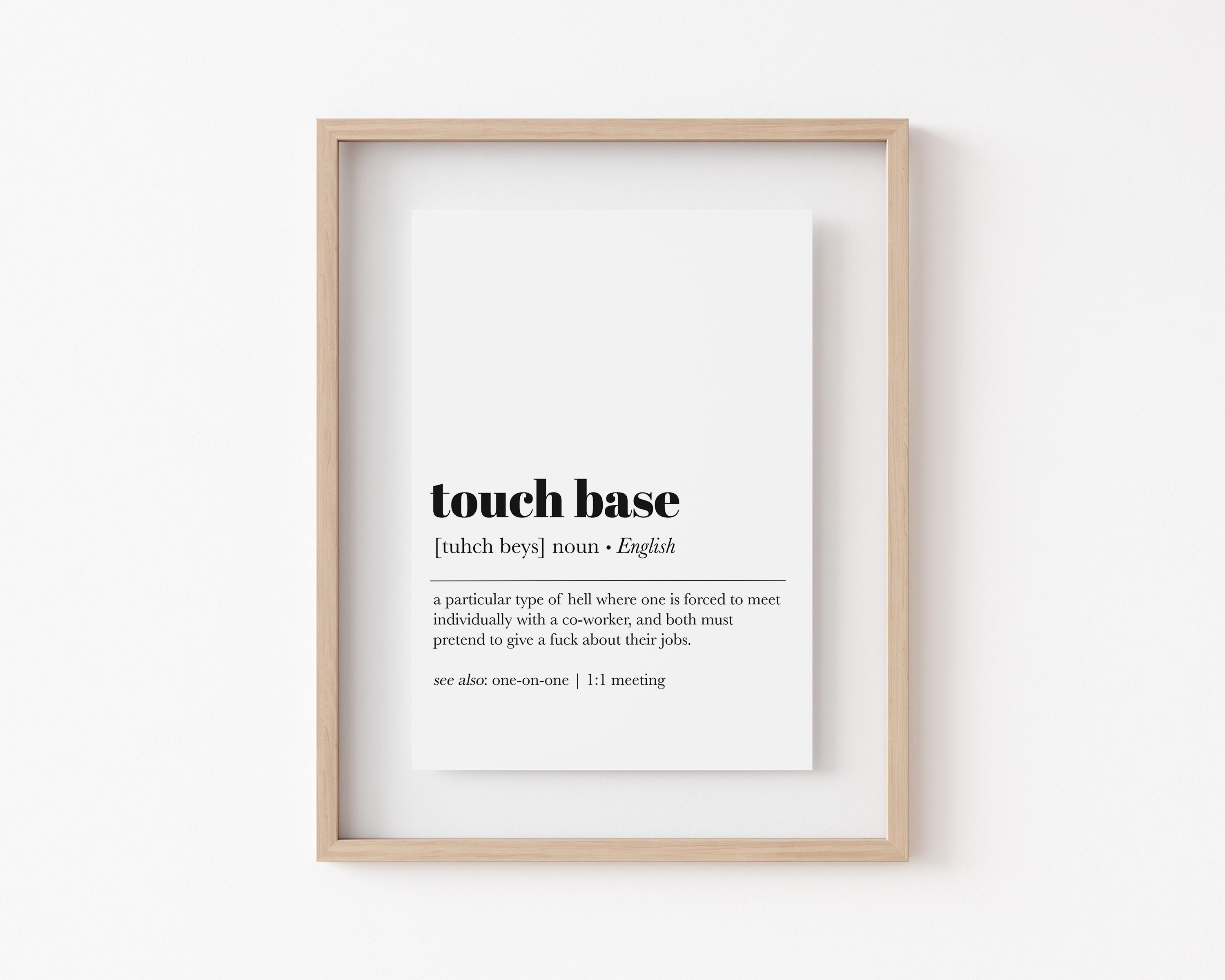 Funny Office Wall Art Touch Base Definition Print Cubicle - Etsy