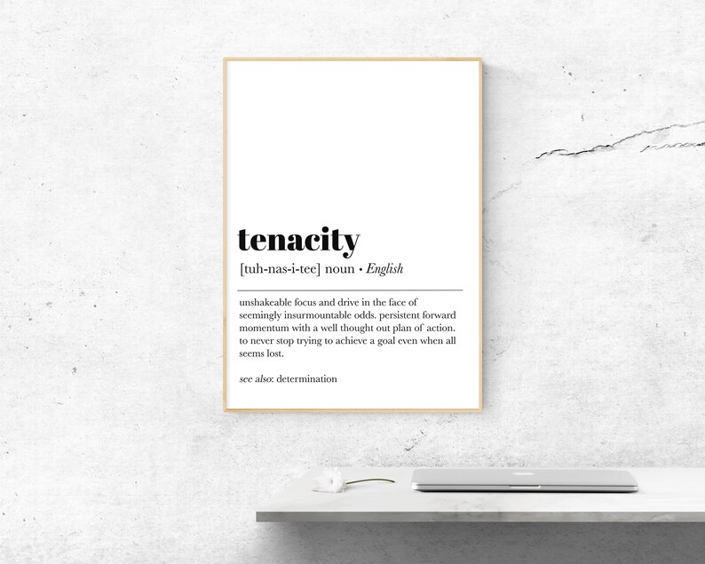 Tenacity Definition Office Wall Art Home Office Decor | Etsy
