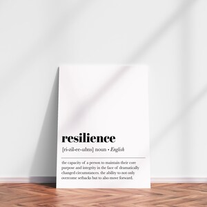 Resilience Definition Print | Motivational Wall Art | Home Office Wall ...