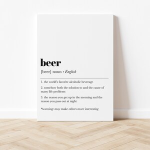 Beer Definition Print | Bar Cart Decor | Beer Wall Art | Kitchen Decor ...