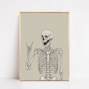 Funny Halloween Print Boho Halloween Decor Neutral Decor Skeleton Print ...