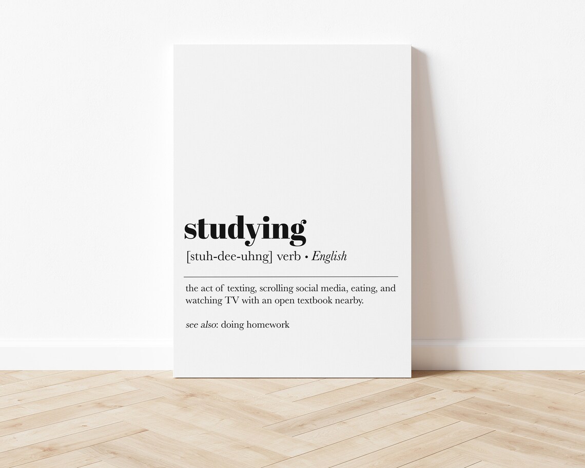 Study Definition Print Studying Print Teen Wall Art Gift - Etsy