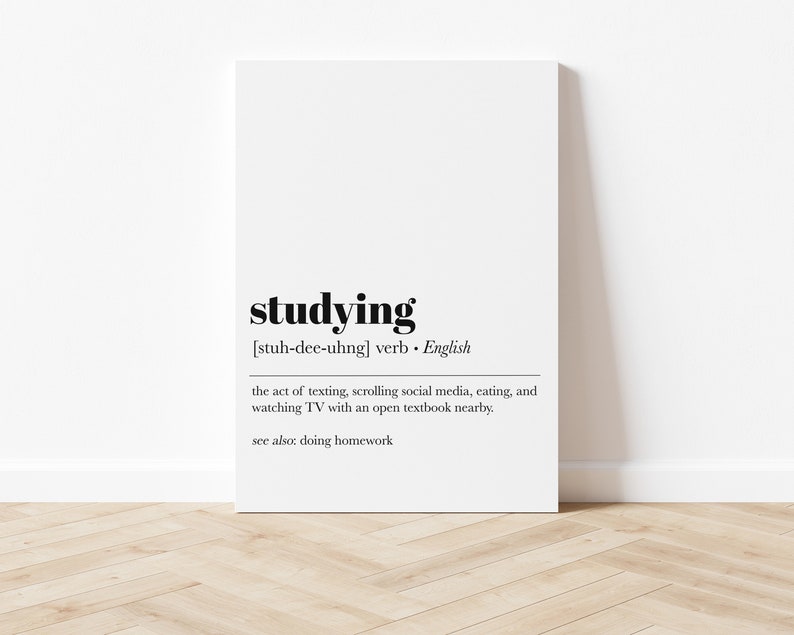 Study Definition Print Studying Print Teen Wall Art Gift - Etsy