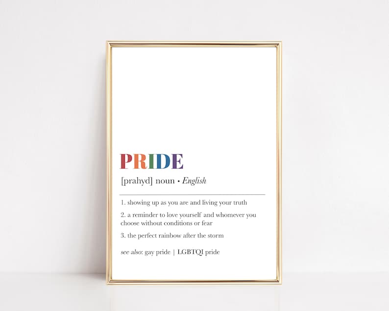 Pride Definition Print | Coming Out Gift | LGBTQ Gift | Pride Office ...