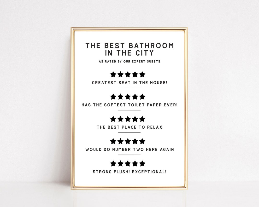 Funny Bathroom Wall Decor | Bathroom Rating Print | Bathroom Prints ...