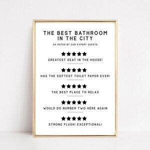 Funny Bathroom Wall Decor | Bathroom Rating Print | Bathroom Prints ...