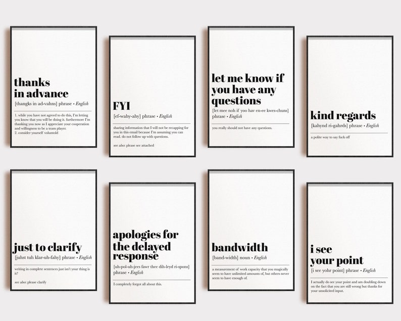 Funny Office Decor 8 PRINTABLES Office Wall Art - Etsy