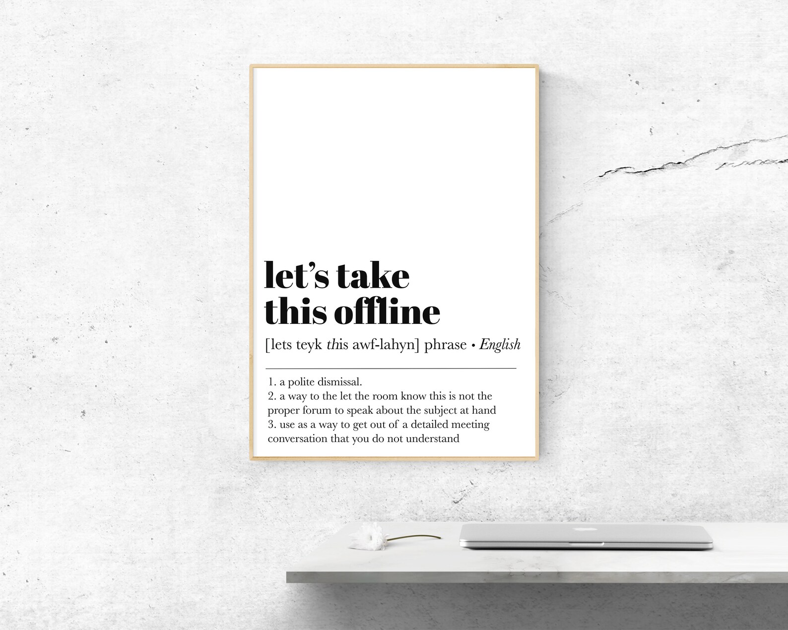 Home Office Art Print Lets Take This Offline Definition - Etsy UK