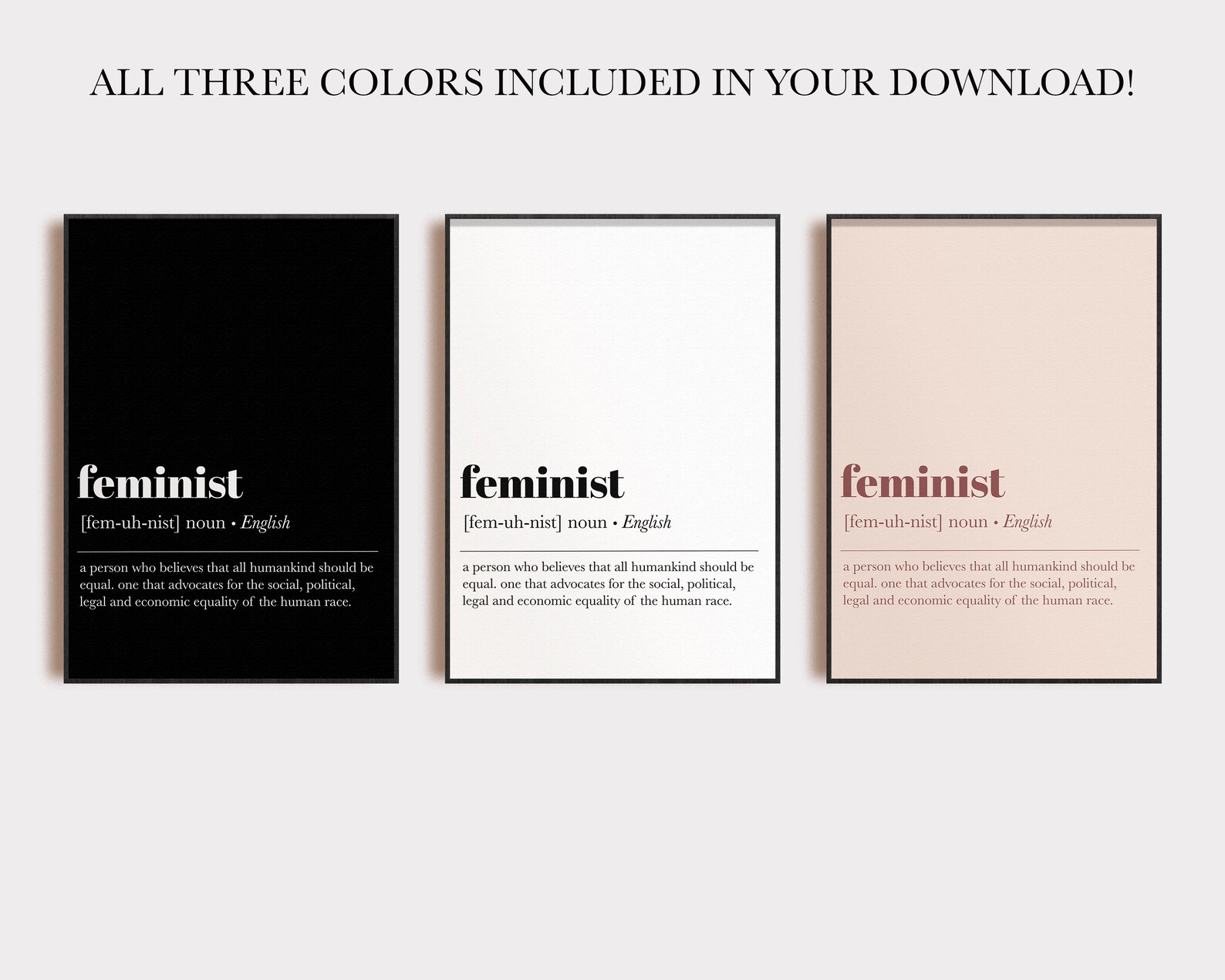 Feminist Definition Print | Feminist Poster | Inspirational Wall Art ...