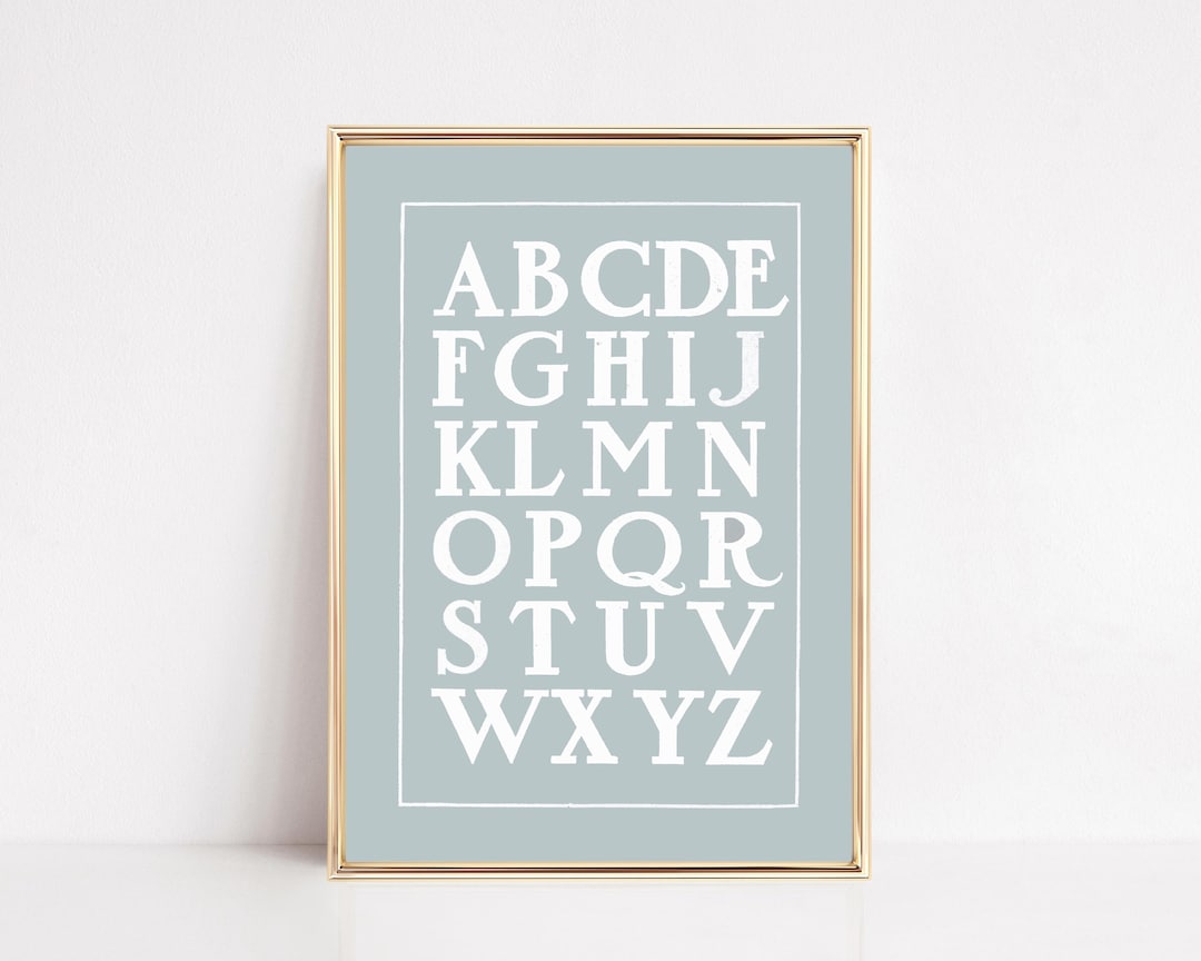 Vintage Alphabet Poster | Abc Print | Vintage Nursery Decor | Blue ...