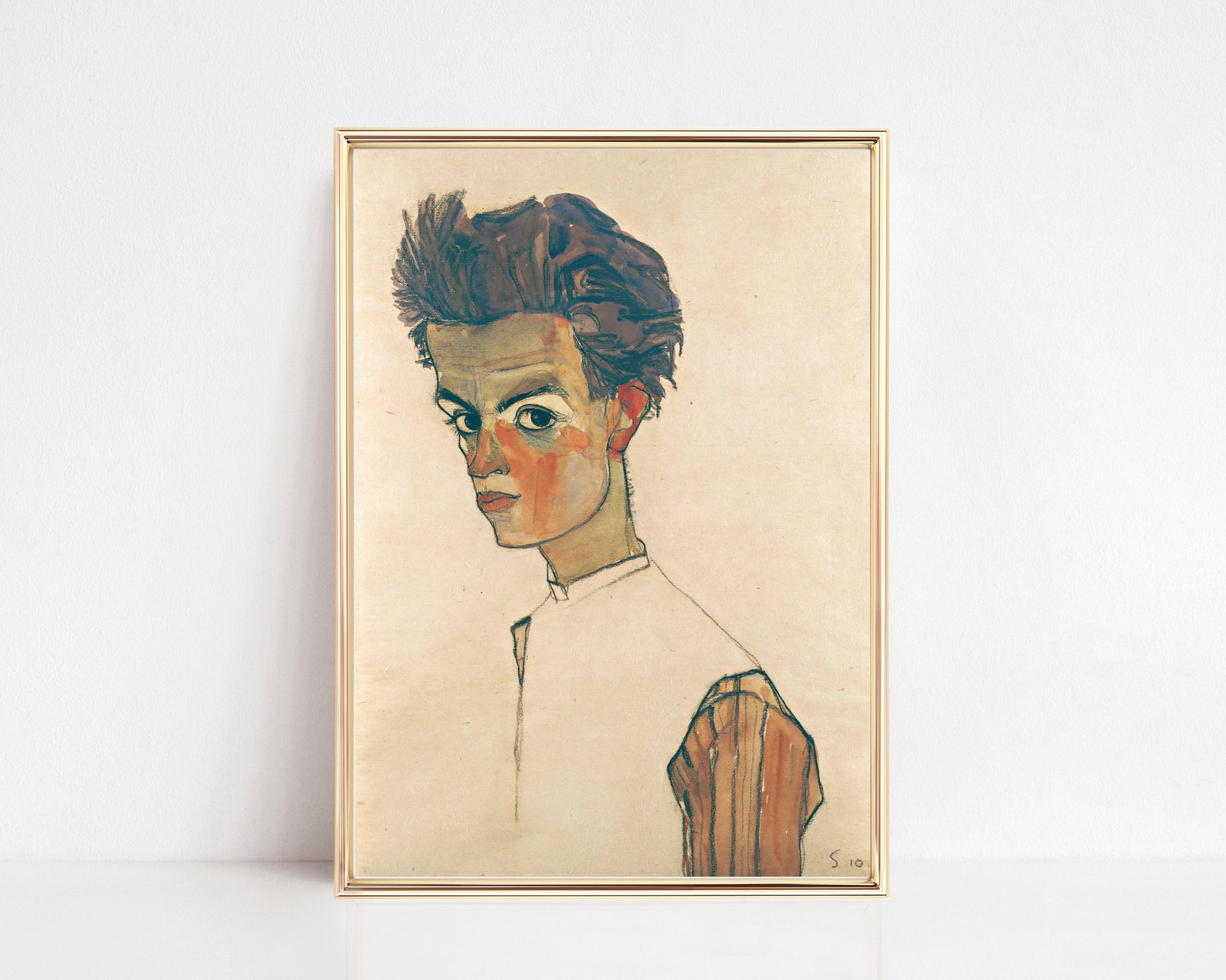 Egon Schiele Self Portrait Expressionist Painting Eclectic | Etsy
