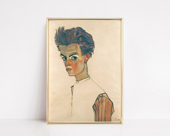 Egon Schiele Self Portrait Expressionist Painting Eclectic | Etsy