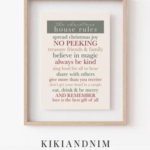 Christmas Wall Art | Christmas House Rules Print | Christmas Decor ...