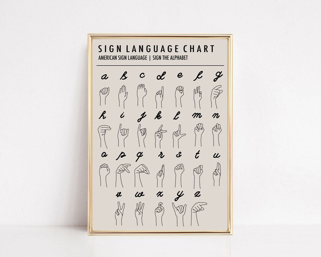 ASL Poster American Sign Language Alphabet Chart Boho - Etsy