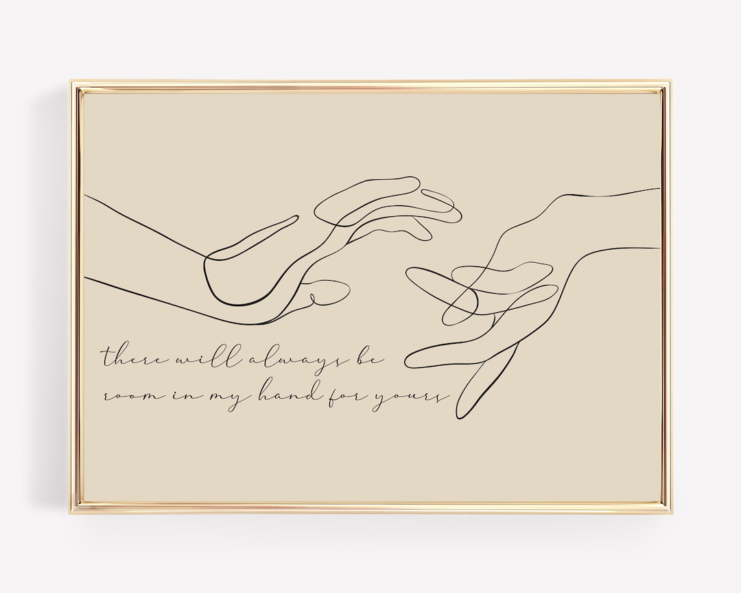 Fine Line Hands Print | Love Quote Print | One Line Drawing | Neutral ...