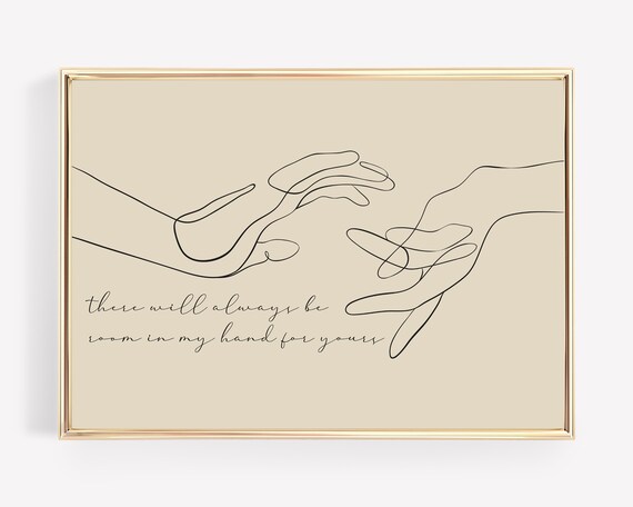 Fine Line Hands Print Love Quote Print One Line Drawing - Etsy
