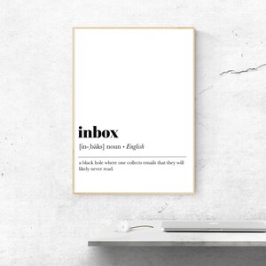 Funny Home Office Sign Inbox Definition Print Office Wall - Etsy Canada