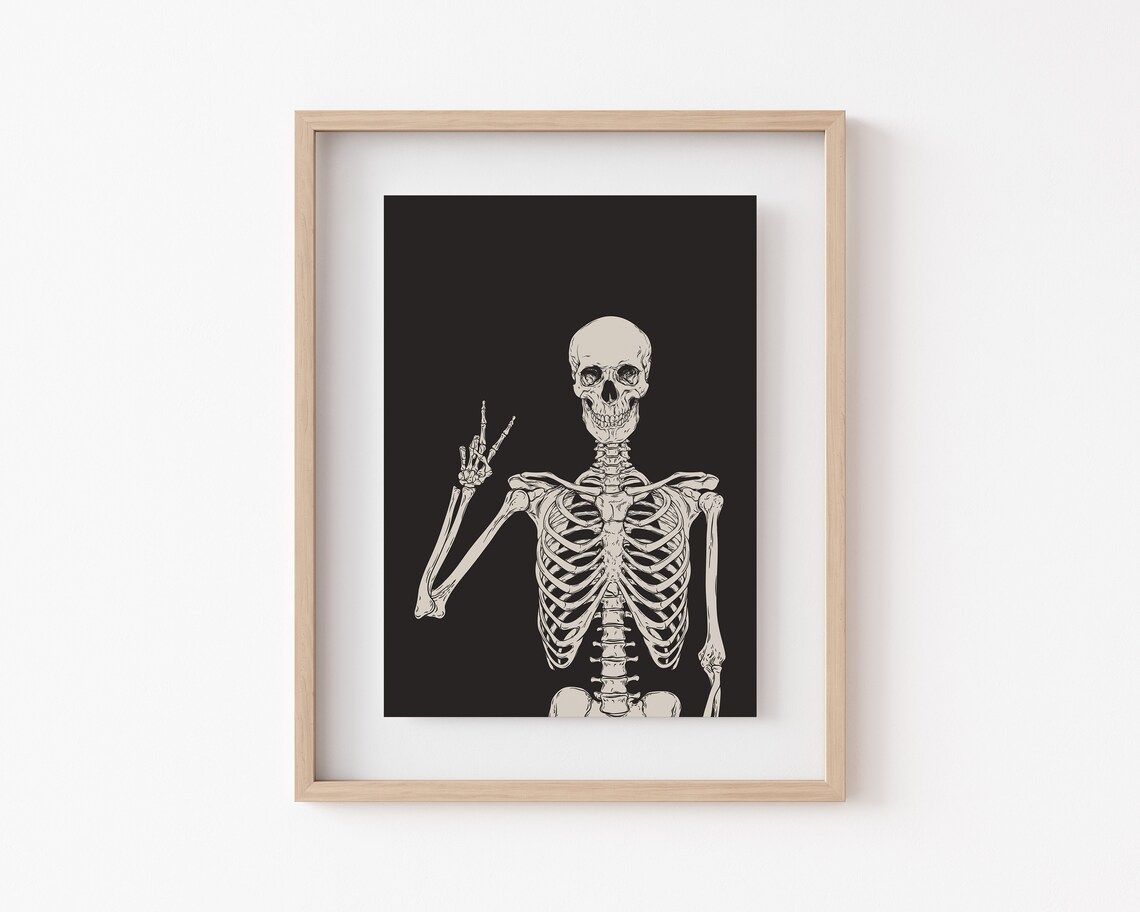 Skeleton Print Halloween Printable Wall Art Halloween - Etsy