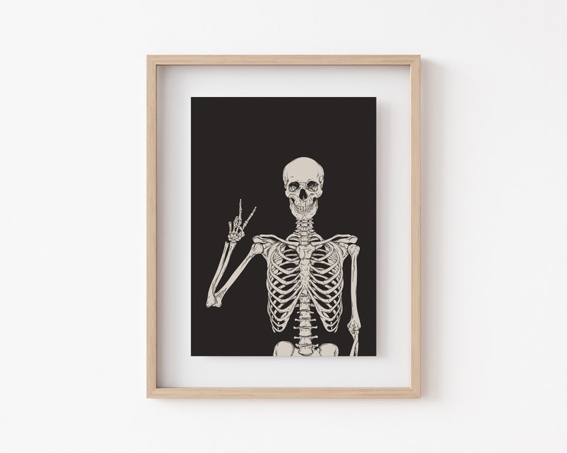 Skeleton Print Halloween Printable Wall Art Halloween - Etsy