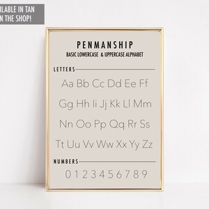 Penmanship Chart Educational Poster Homeschool Decor Neutral Classroom ...