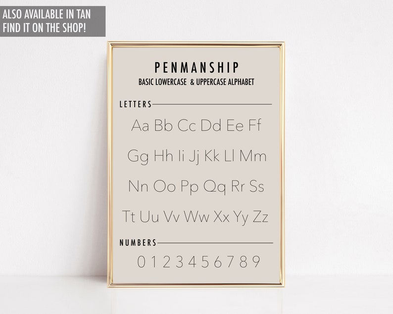 Penmanship Chart Educational Poster Homeschool Decor - Etsy
