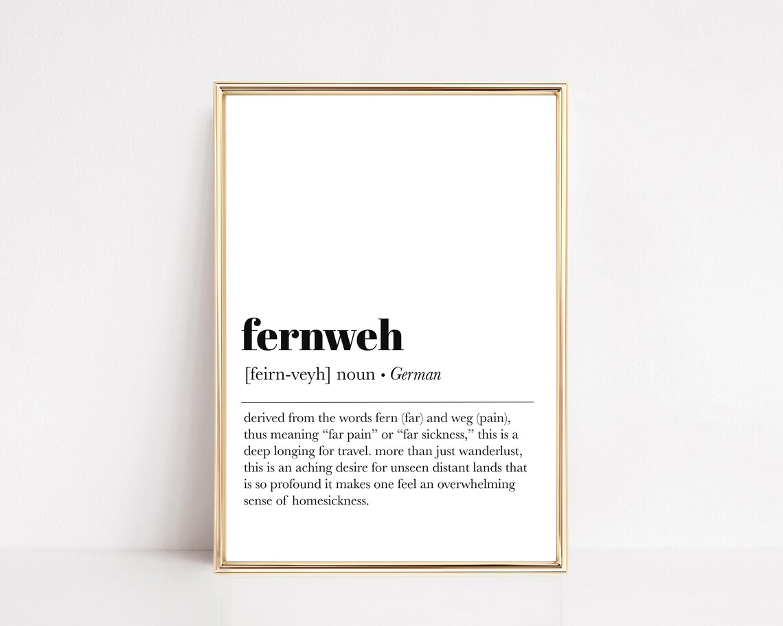 Fernweh Definition Print German Wall Art Travel Art Print | Etsy