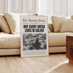 Halloween Newspaper Wall Art | Printable Halloween Decor | Retro ...