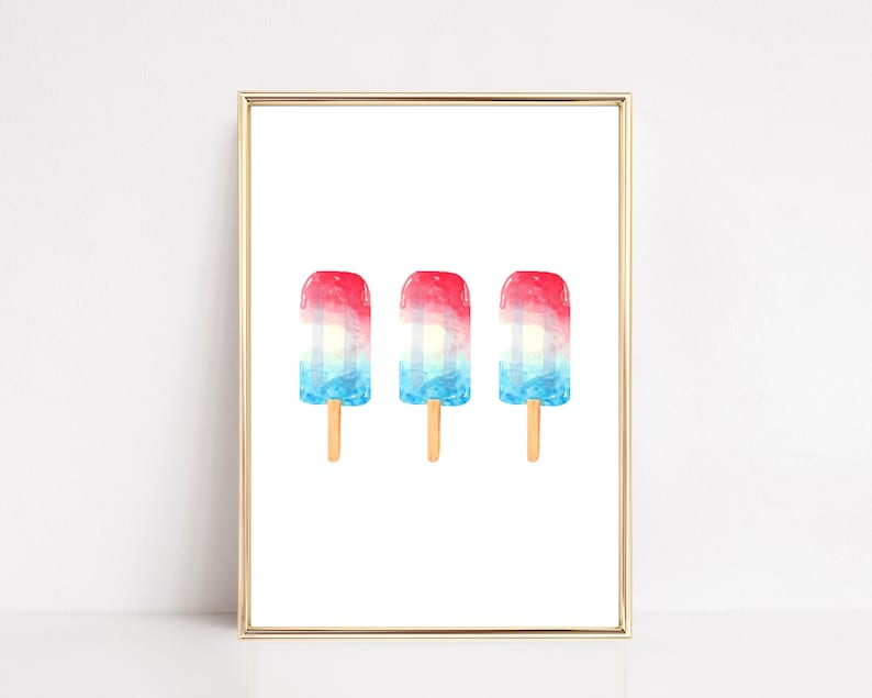 Watercolor Popsicles Fourth of July Decor 4th of July Art | Etsy