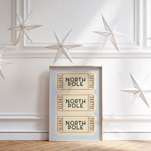 North Pole Ticket Print | Blue Christmas Decor | Modern Christmas Print ...