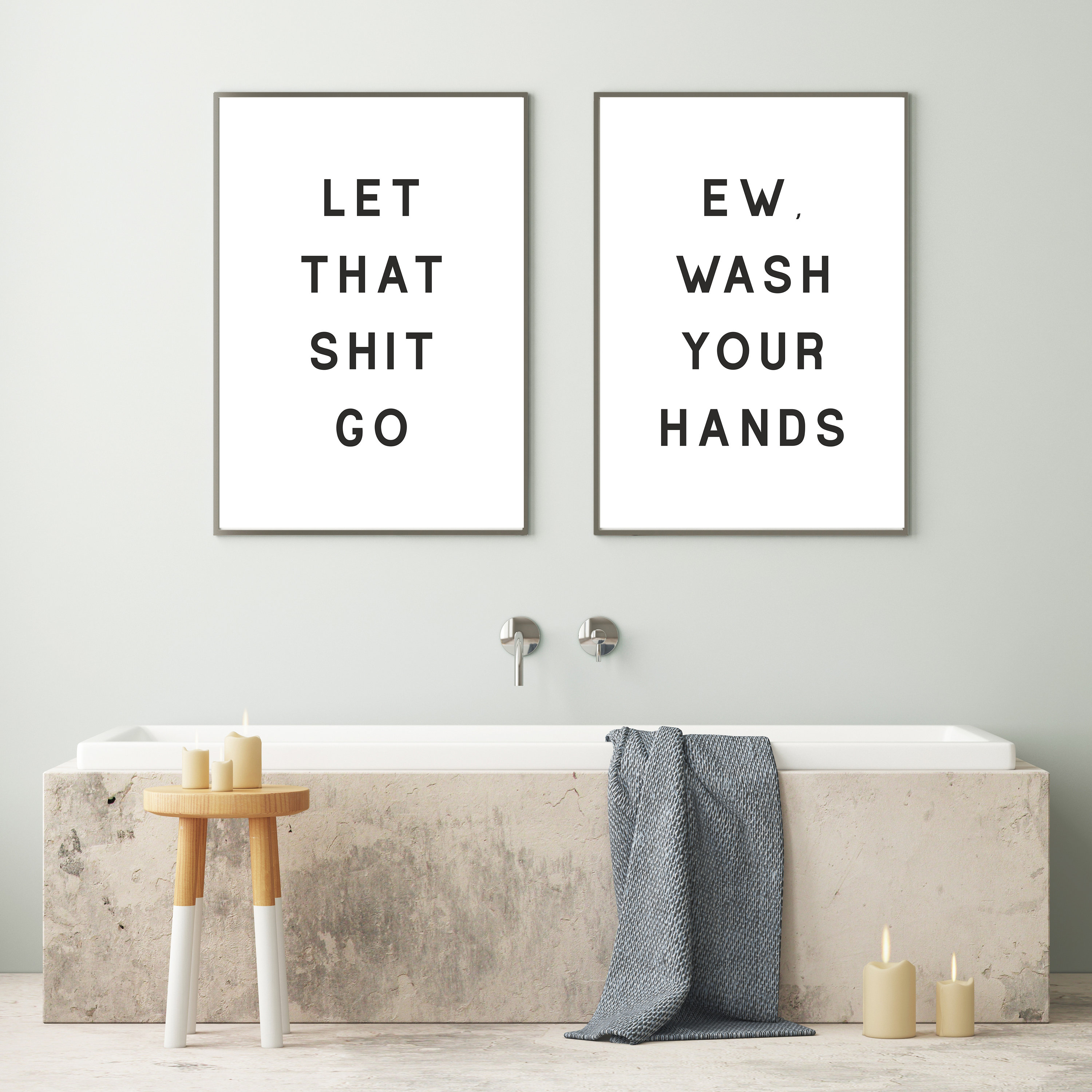 Bathroom Wall Decor Set of 2 Prints Bathroom Art Prints - Etsy