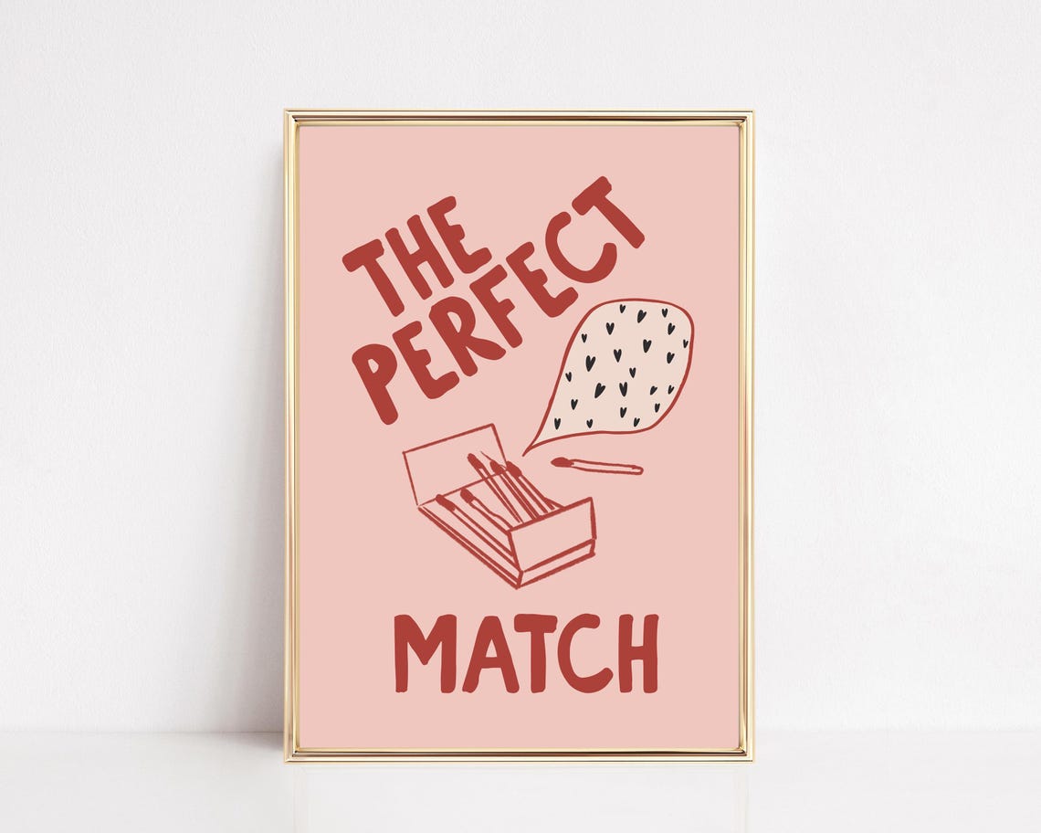 The Perfect Match | Printable Valentine Decor | Gift for Him | Trendy ...