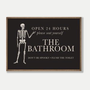 Halloween Bathroom Sign | Skeleton Art | Halloween Bathroom Wall Art ...