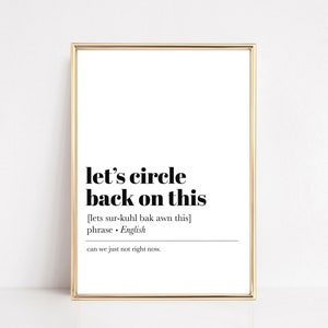 Home Office Printable Wall Art Let's Circle Back on This Funny Home ...
