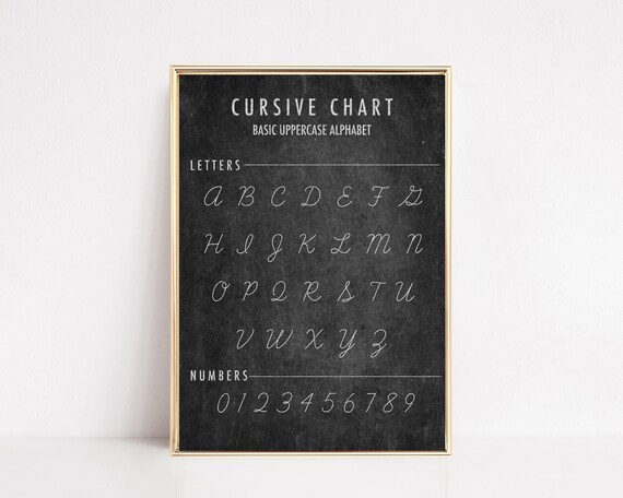 Cursive chart printable cursive alphabet poster alphabet | Etsy