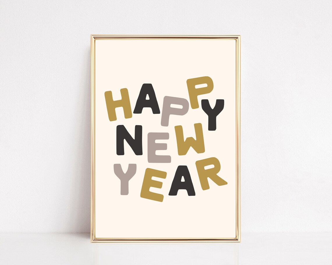 Retro New Years Eve Print Printable Happy New Year Sign - Etsy