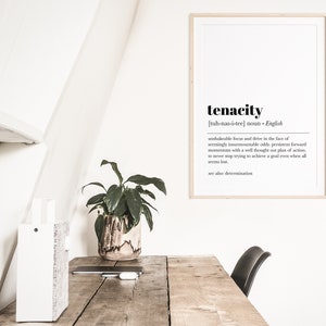 Tenacity Definition | Office Wall Art | Home Office Decor ...