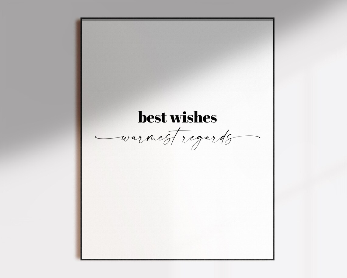 Best Wishes Warmest Regards Print Typography Print David - Etsy