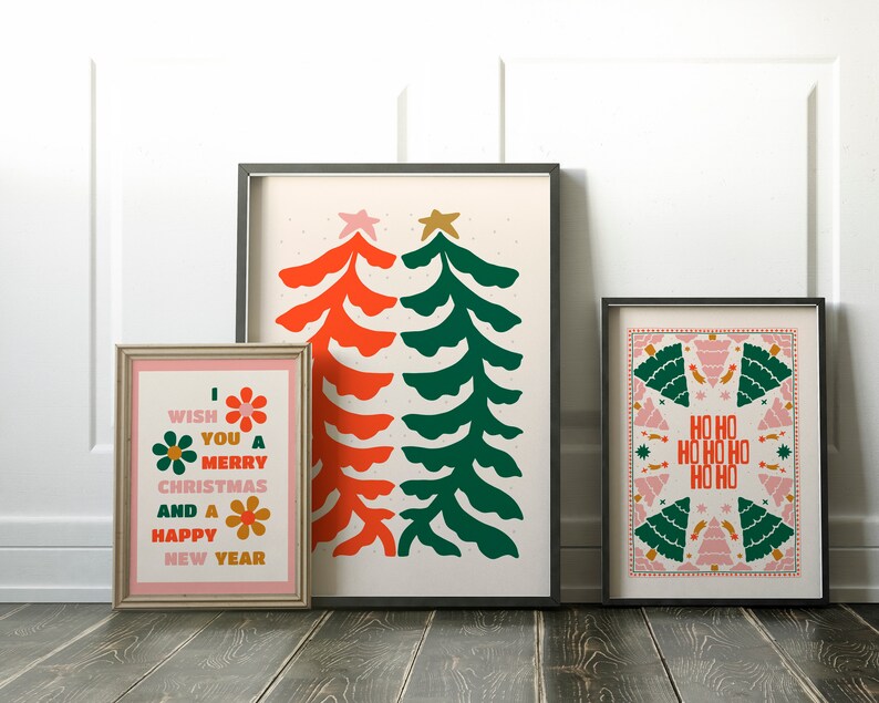 Retro Christmas Prints | 16 Christmas Printables | Boho Christmas Wall ...